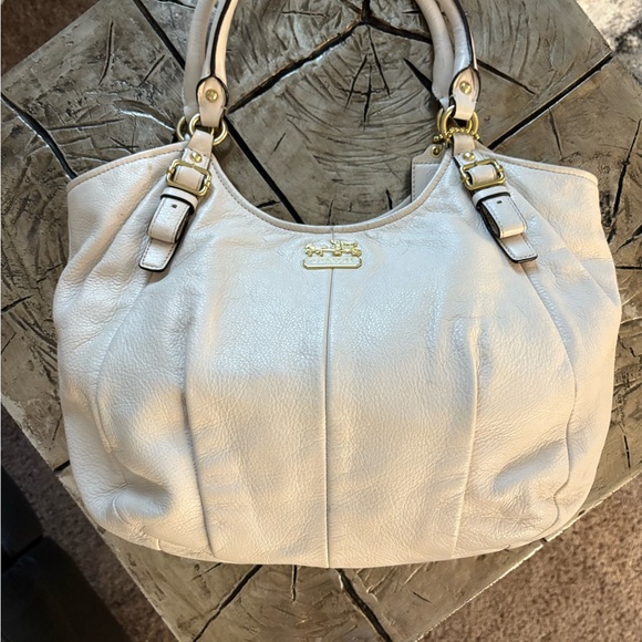Coach | Bags | Coach Cream Leather Tote Bag | Poshmark